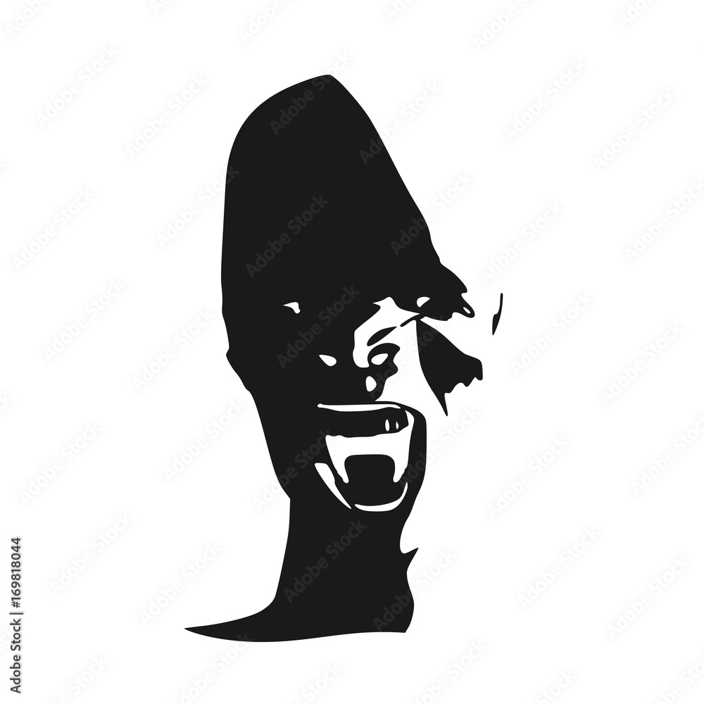 Demonic ugly face. Devil scream character. Demon or monster screaming ...