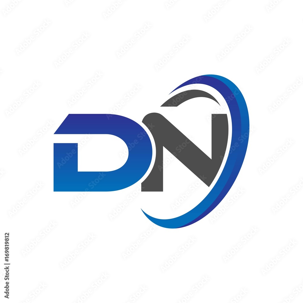 vector initial logo letters dn with circle swoosh blue gray Stock ...