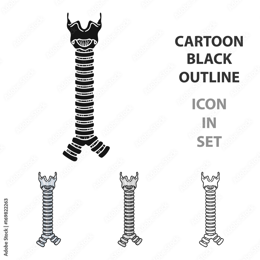 Human trachea icon in cartoon style isolated on white background. Human ...