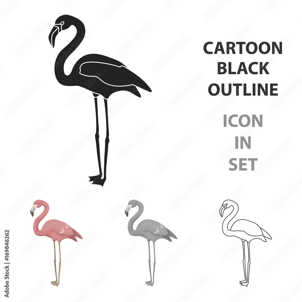 Flamingo icon in cartoon style isolated on white background. Bird ...