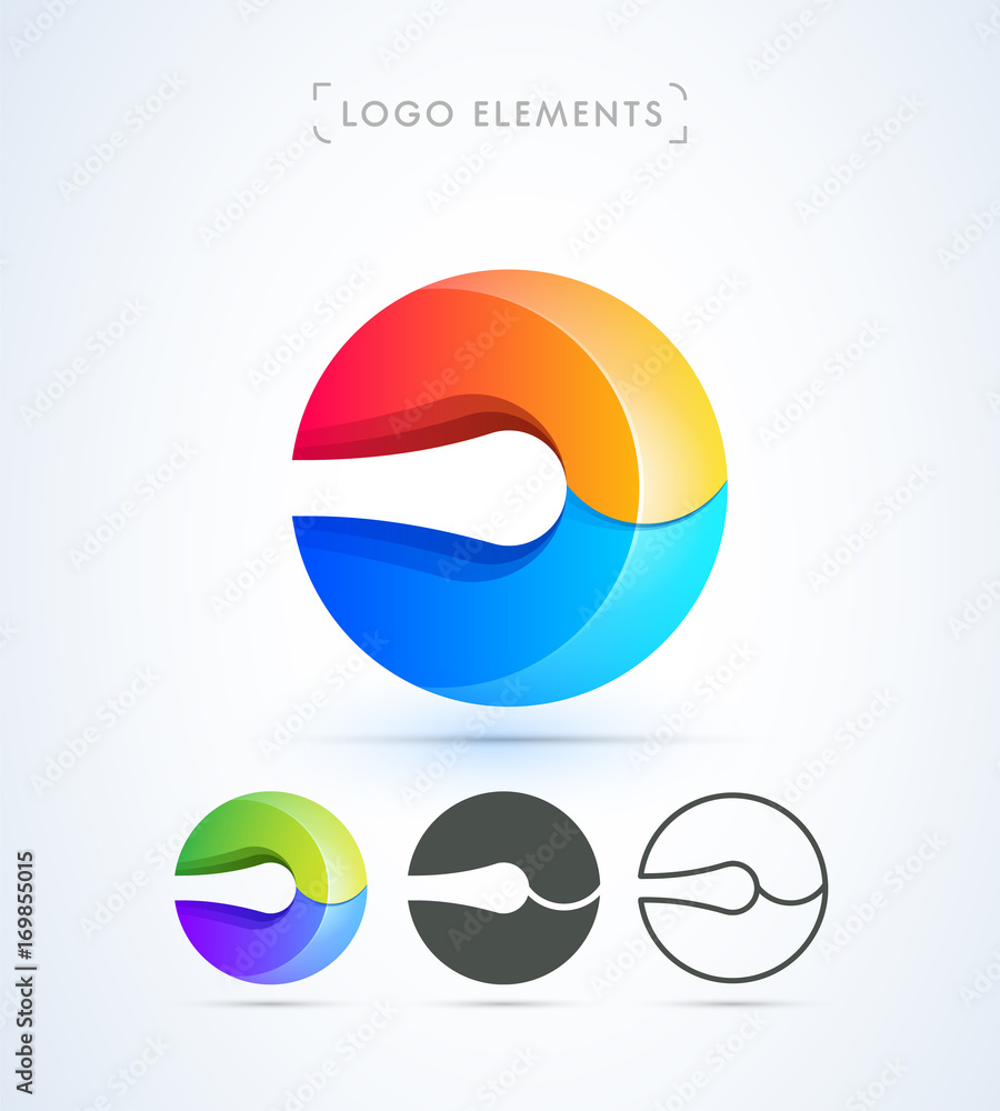 Logo elements set. Vector abstract ellipse shapes collection ...