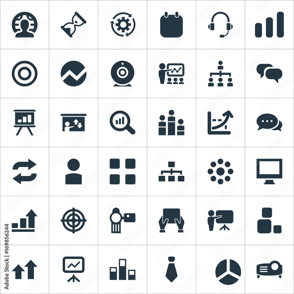 Vector Illustration Set Of Simple Seminar Icons. Elements Hierarchy ...