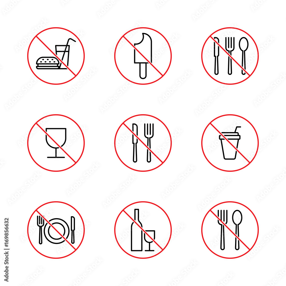 no food signs set on white background Stock Vector | Adobe Stock