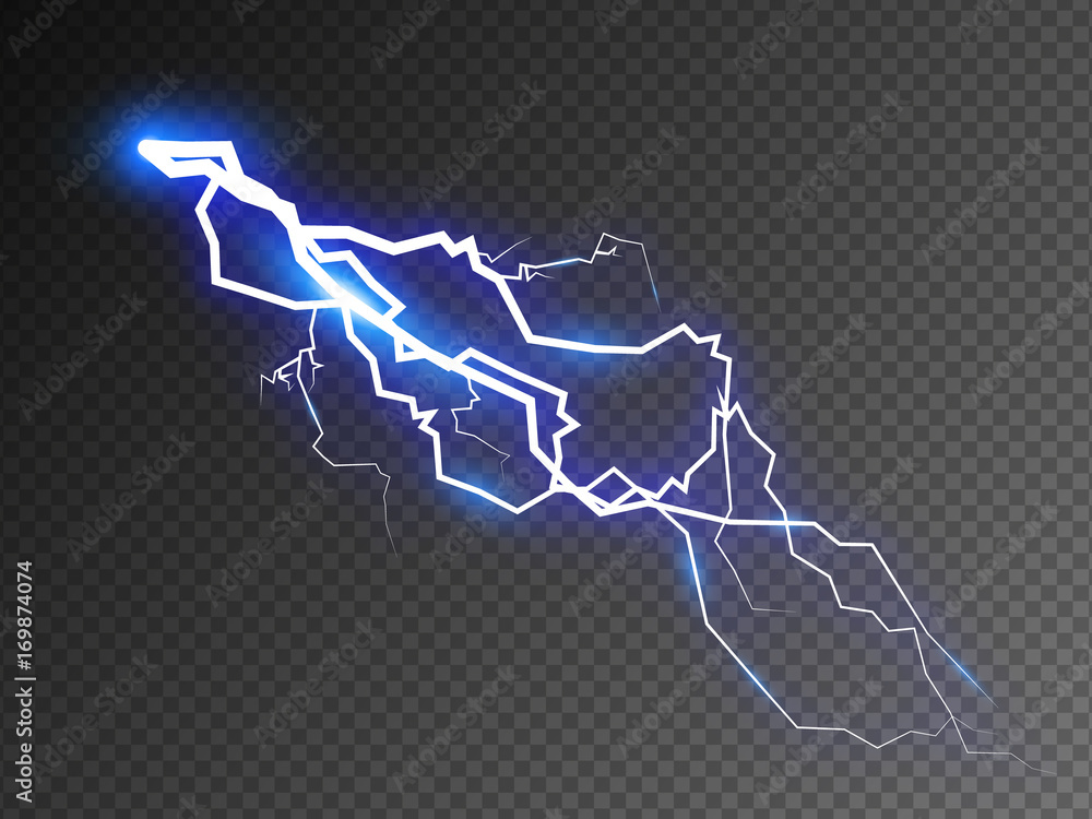 Realistic lightning. Vector transparent light effect Stock Vector ...