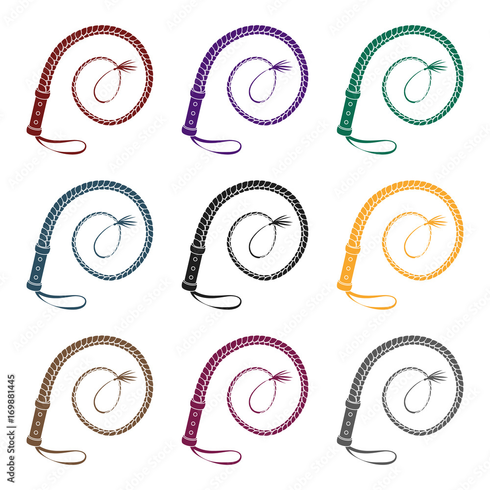 Whip icon in black style isolated on white background. Rodeo symbol ...