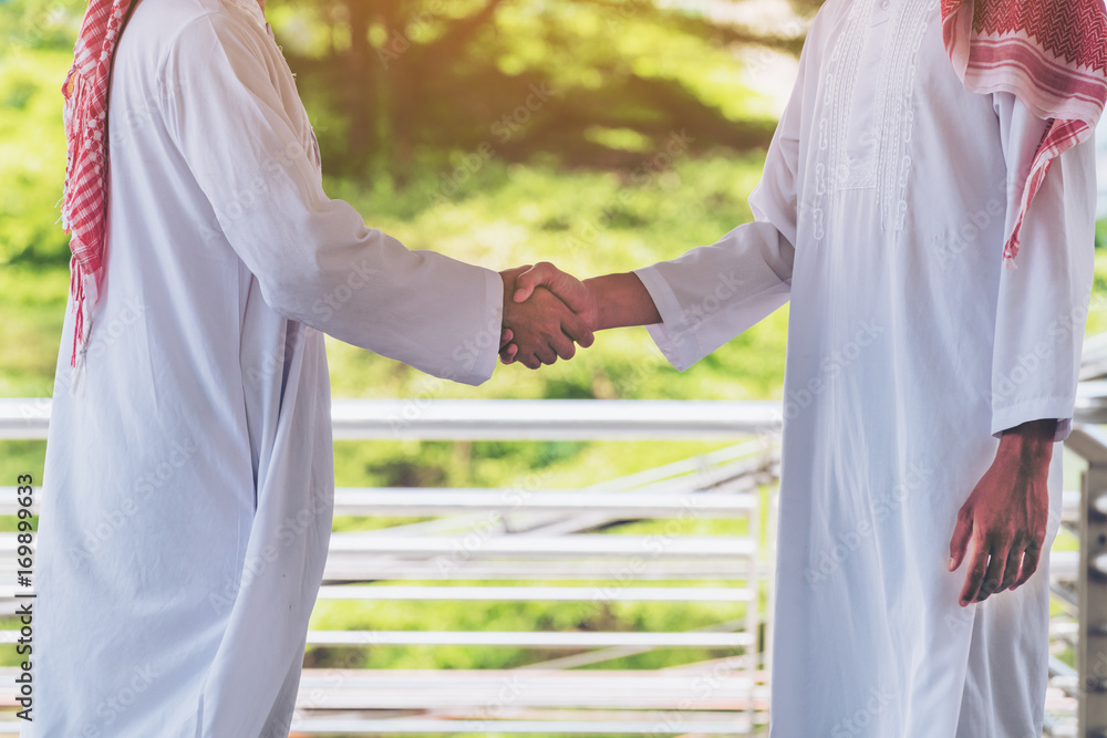 Arab man shaking hands, business success Stock Photo | Adobe Stock