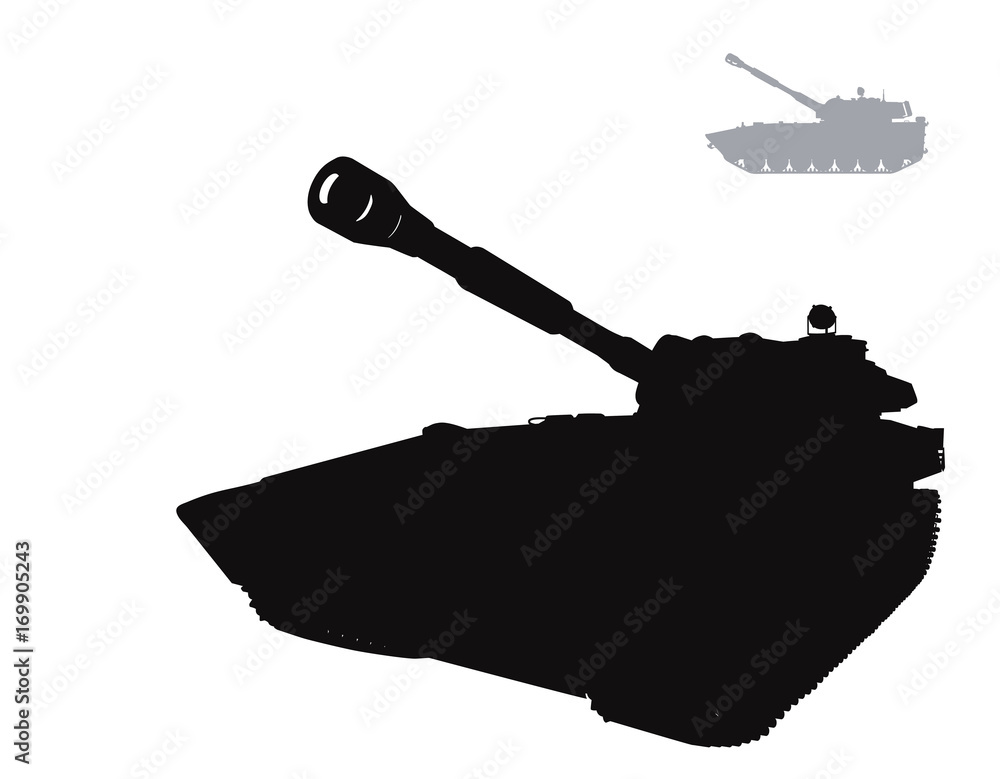 Military silhouettes. Vector self-propelled howitzer Stock Vector ...