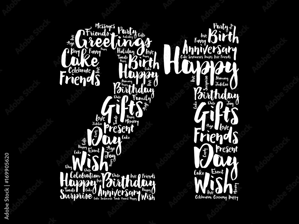 Happy 21st birthday word cloud collage concept Stock Vector | Adobe Stock