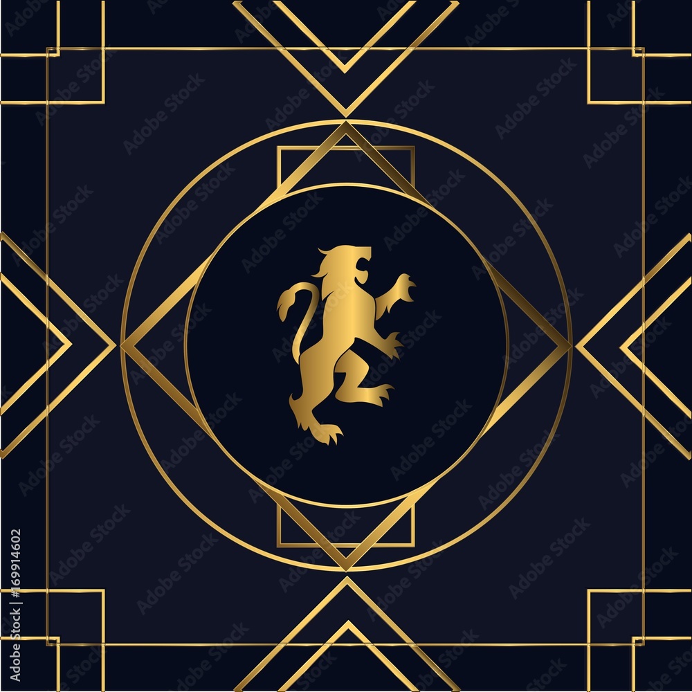 Gold Background with luxury lion Stock Vector | Adobe Stock
