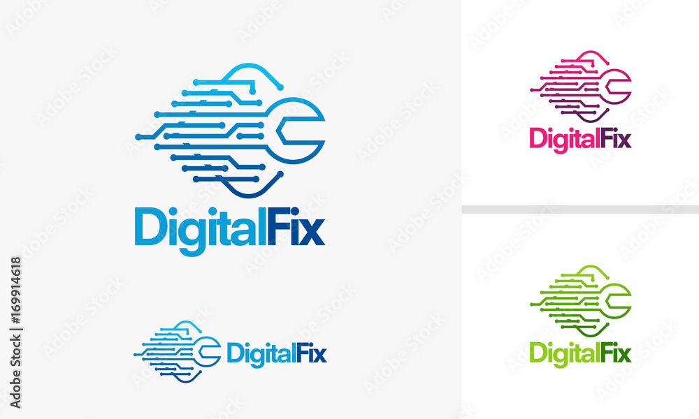 Digital Fix logo designs vector Stock Vector | Adobe Stock