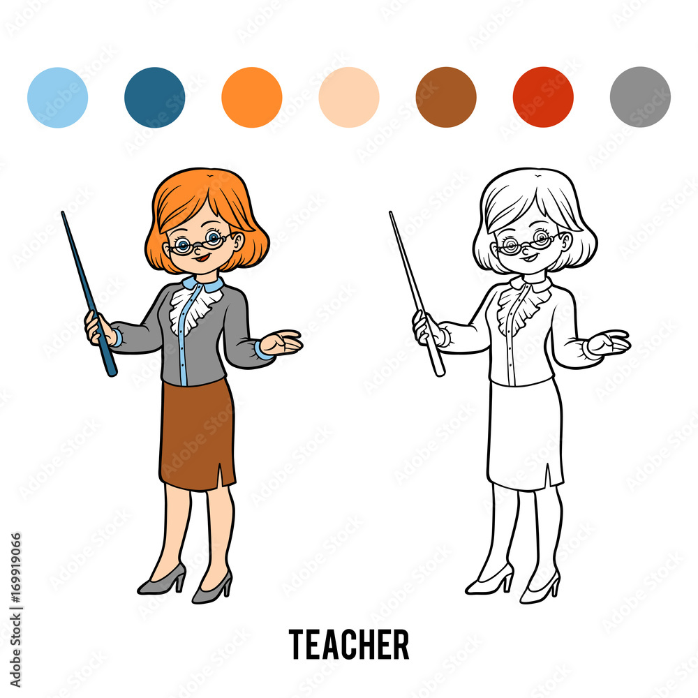 Coloring book, Teacher Stock Vector | Adobe Stock