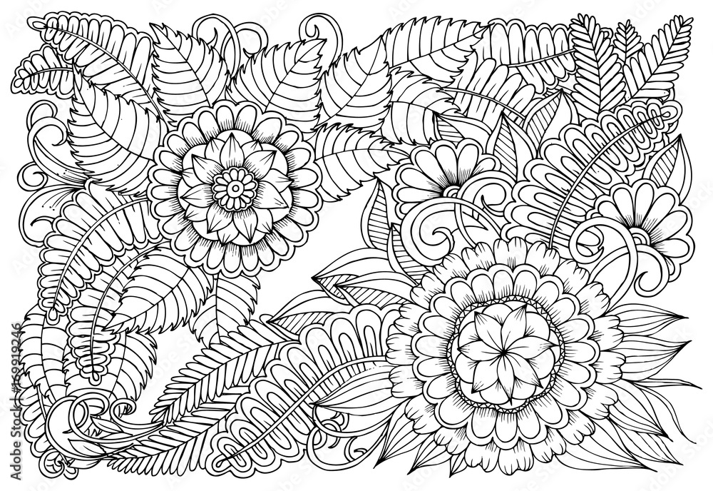 Flower pattern in black and white. Can use for print , coloring and ...