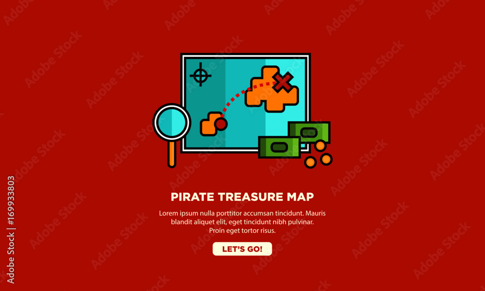 Pirate Treasure Map With Text Box and 'Find It' Button (Treasure Map ...