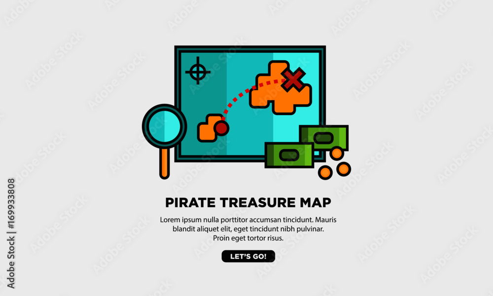Pirate Treasure Map With Text Box and 'Find It' Button (Treasure Map ...