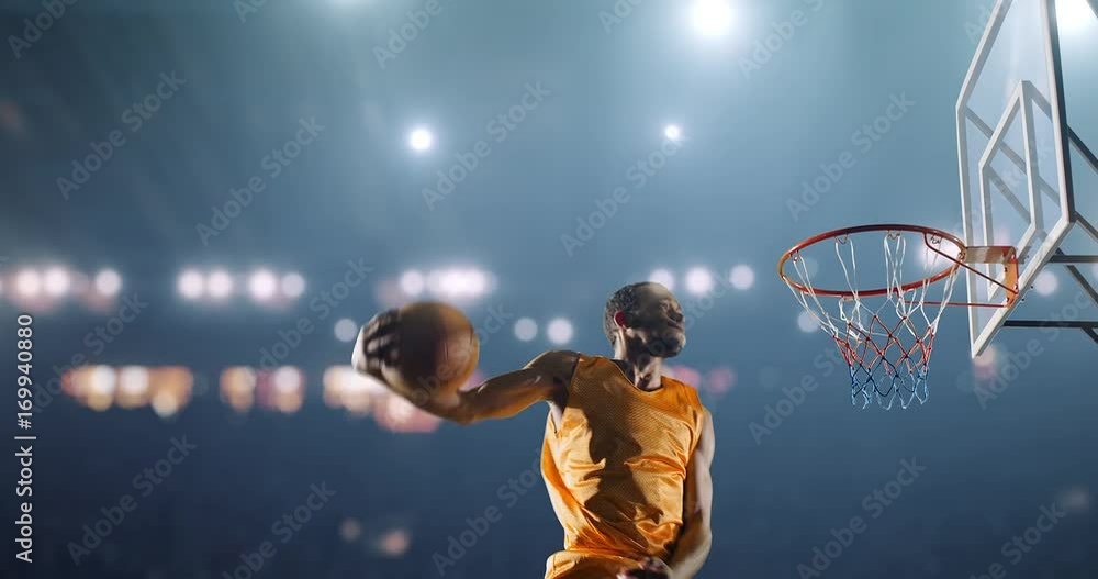Basketball player scores a goal Stock Video | Adobe Stock