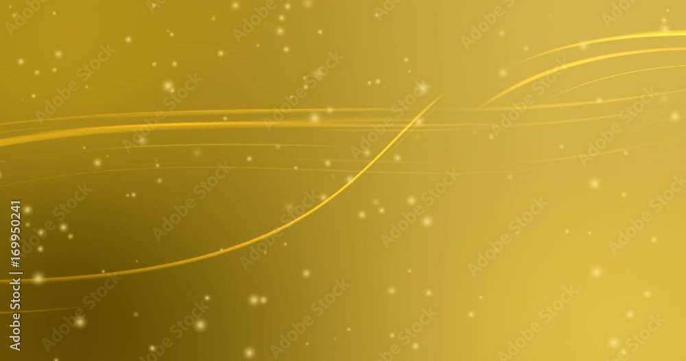 Abstract animated gold background with waves and falling lights ...