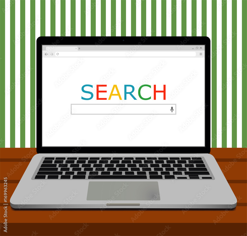 Browser window on the laptop screen. Browser in flat style. Vector ...