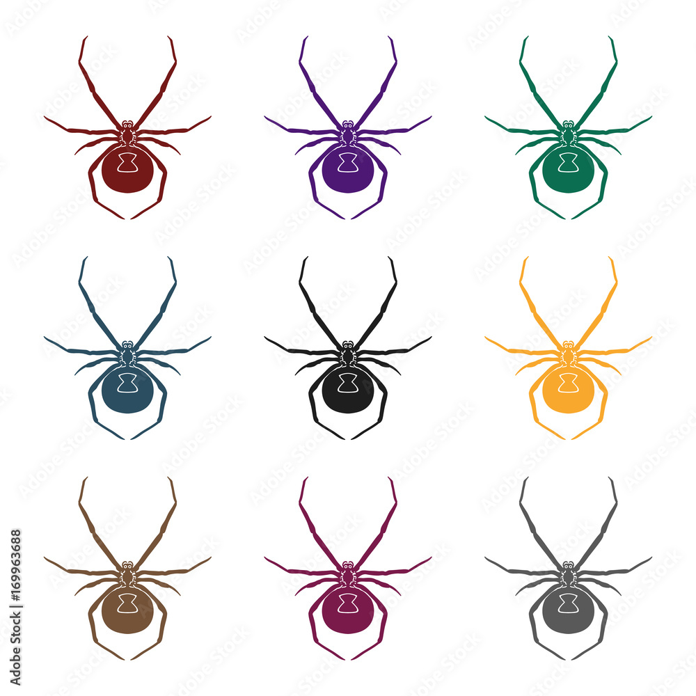 Black widow spider icon in black style isolated on white background ...