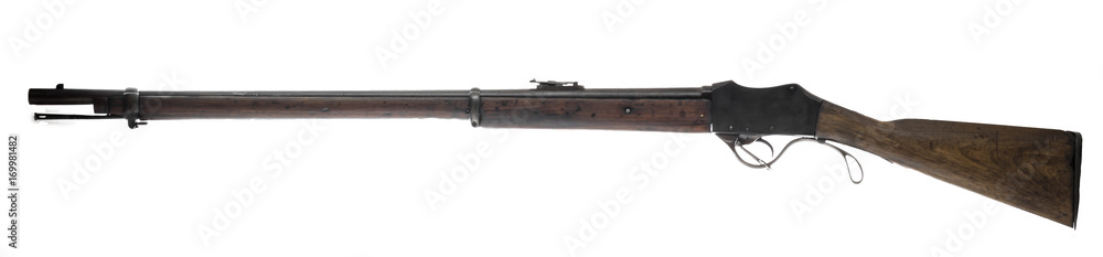 Cowboy Lever Action Rifle Isolated on White Background Left Stock Photo ...