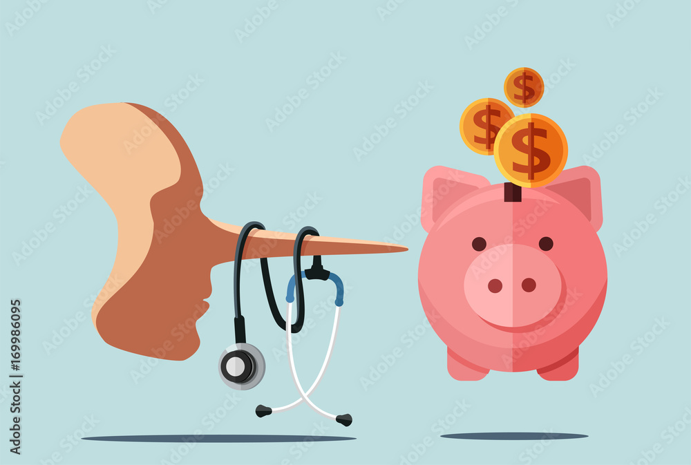 Healthcare fraud and corrupt doctor concept. Dishonest man physician ...