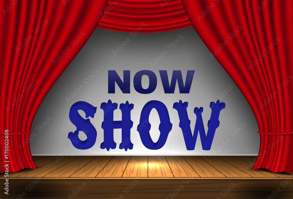 Open premium red curtains theater background movie presentation design ...