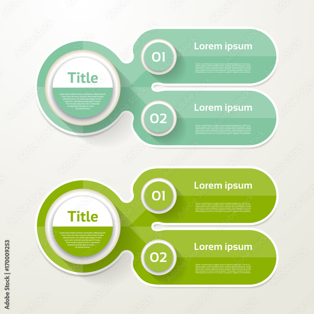 Two elements banner. 2 steps design, chart, infographic, step by step ...