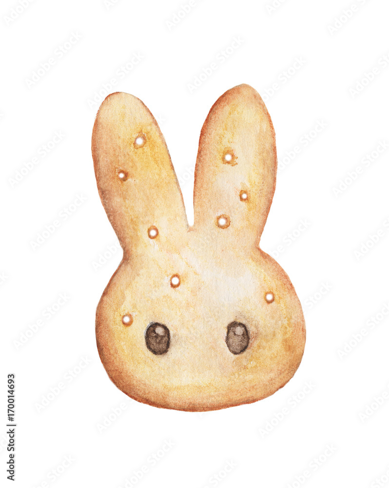 Illustrazione Stock Watercolor painting of Cookies in rabbit shape ...