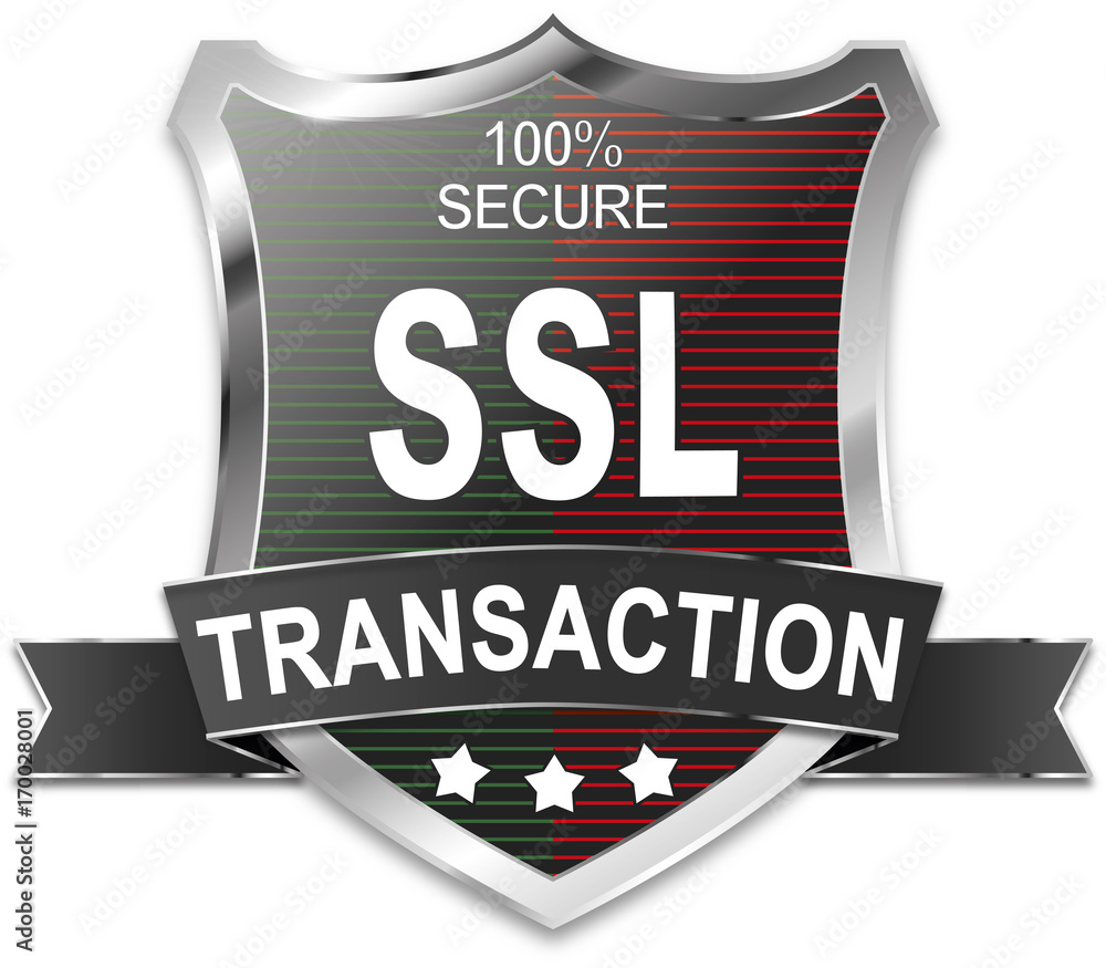 SSL 100% secure transaction shield Stock Vector | Adobe Stock