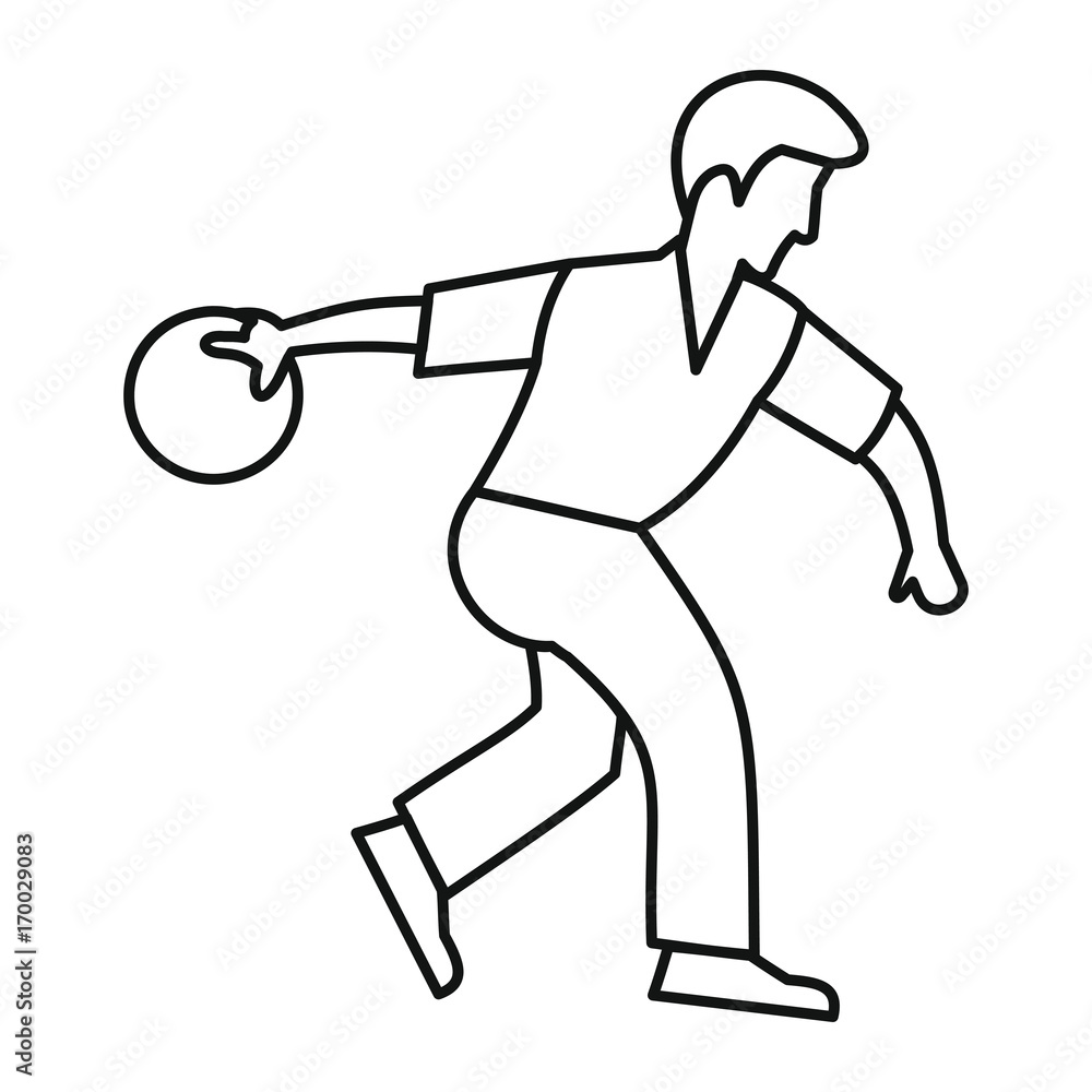 Bowling man icon in outline style vector illustration for design and ...