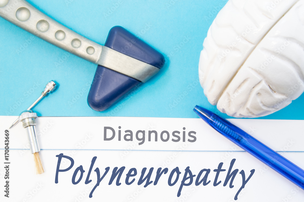 Neurological diagnosis of Polyneuropathy. Neurological hammer, human ...