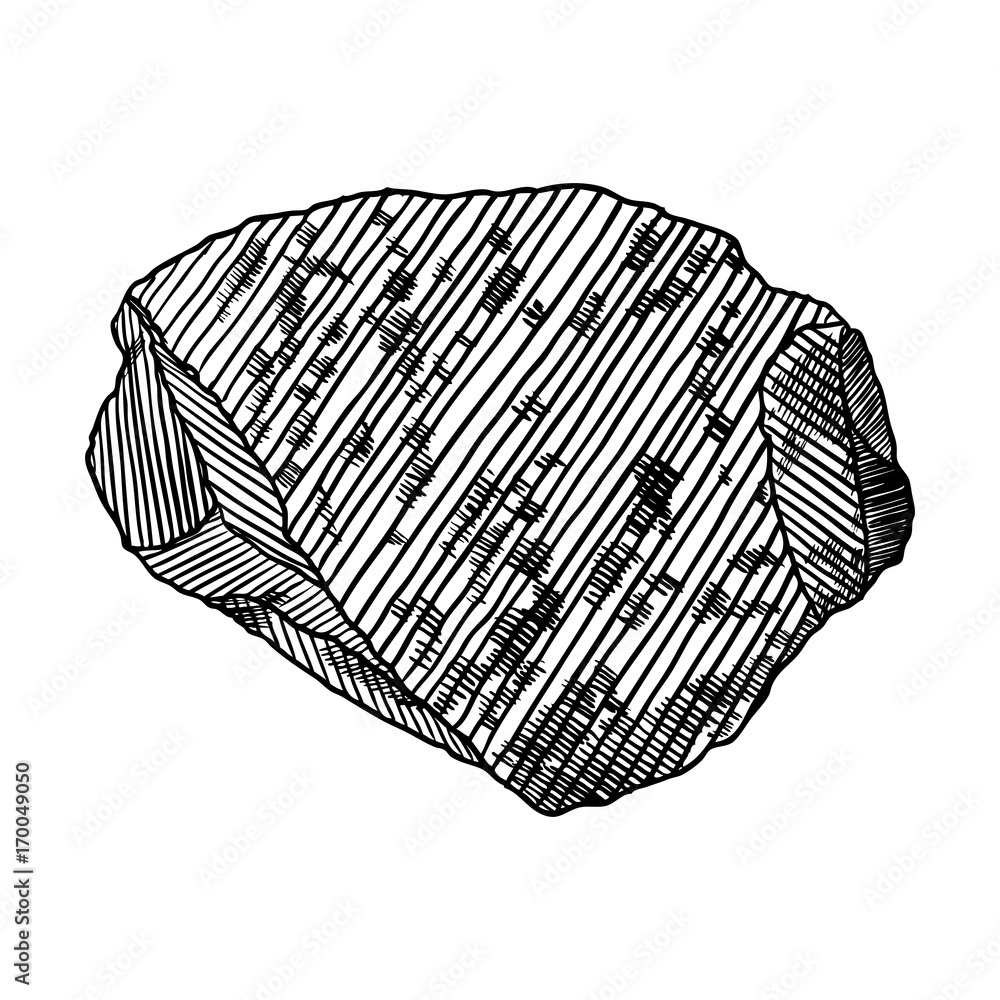 Stone and rock. Hand drawn natural stone or rock isolated. Vector ...