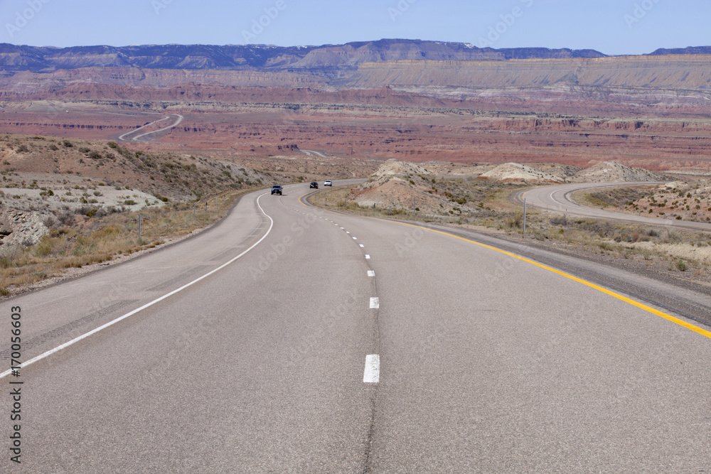 Scenic Interstate 70 (I-70) in Utah in a remote section of the San ...