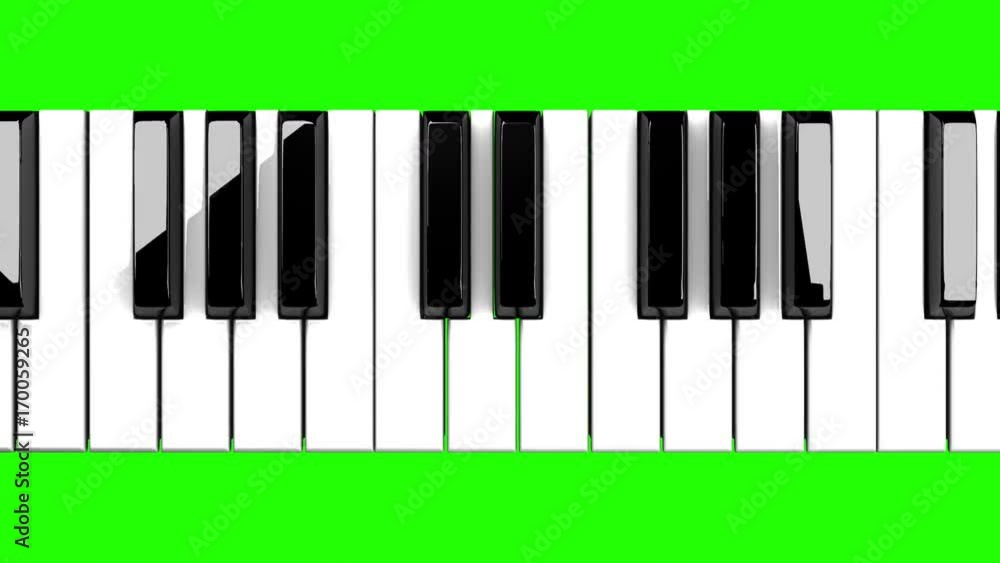 Piano Keyboard On Green Chroma Key. Loop able 3DCG render Animation ...