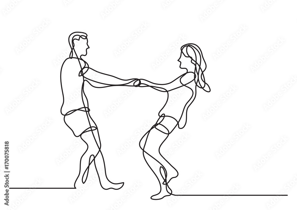 continuous line drawing of loving couple having fun Stock Vector ...