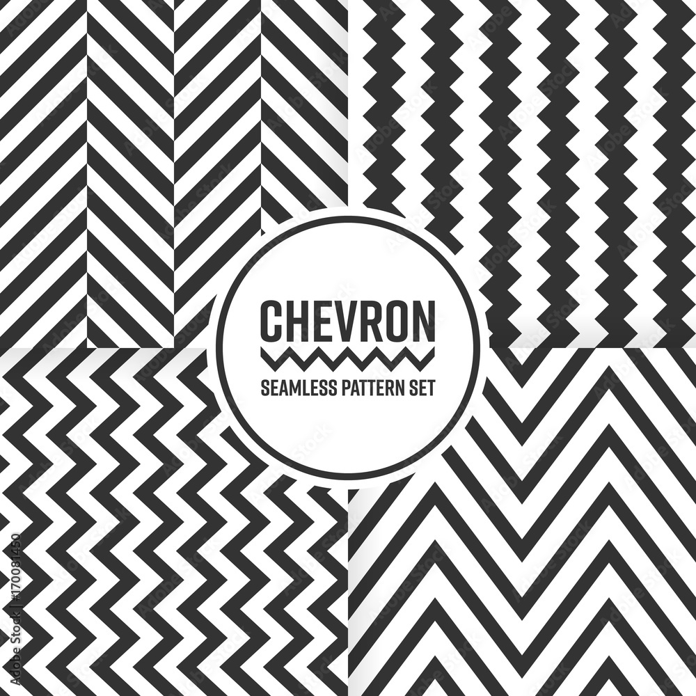 Chevron seamless pattern background set. Black and white vector ...