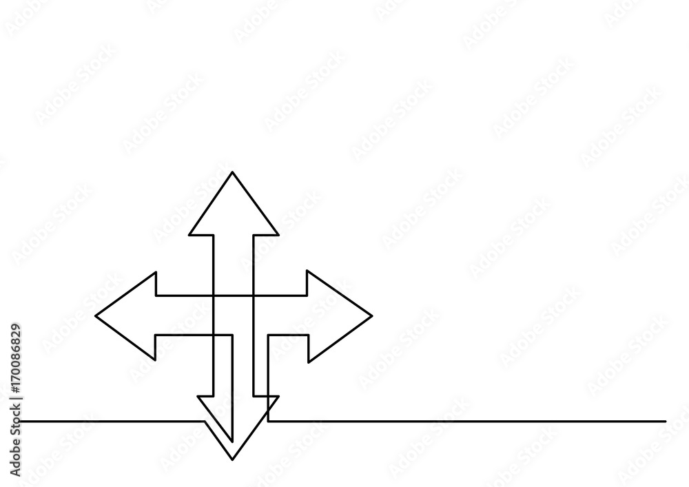 continuous line drawing of arrows to four directions Stock Vector ...