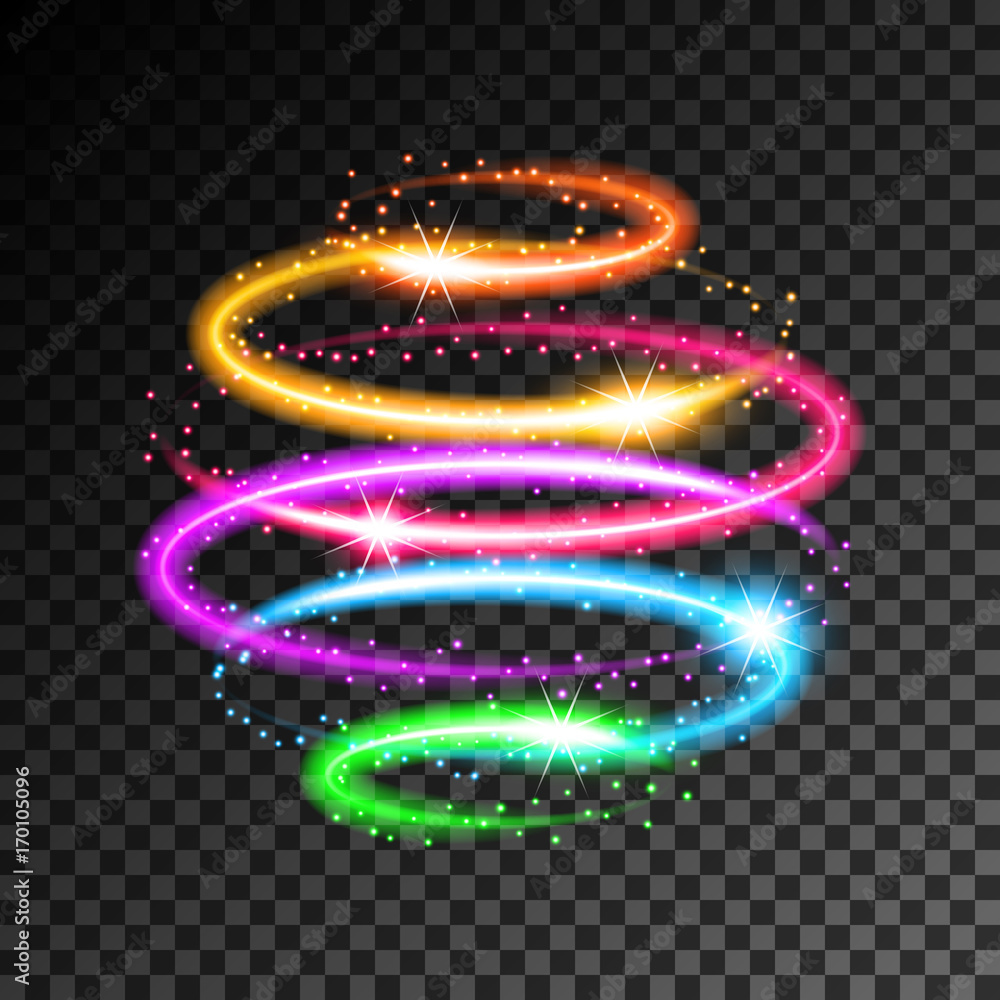 Abstract neon light effect on transparent background. Vector ...