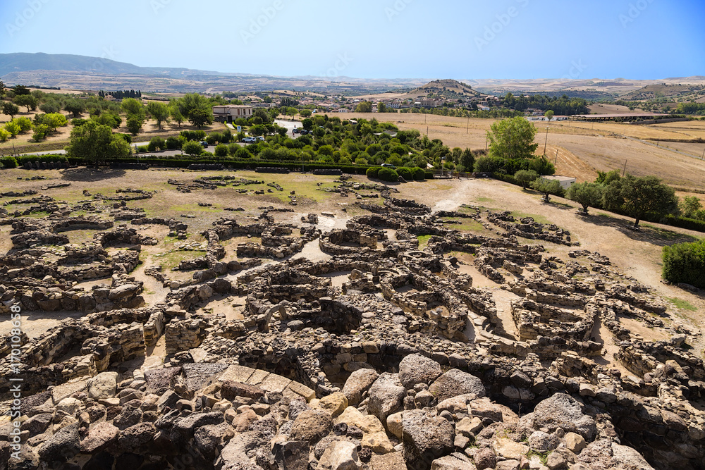 Barumini, Sardinia, Italy. View of the ruins from the central tower of ...