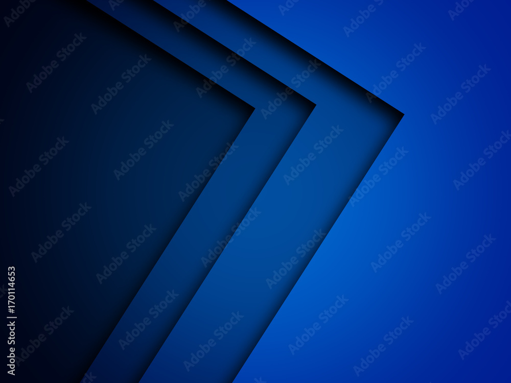 Blue triangle background with overlap paper layer gradient color with space for text and message ...