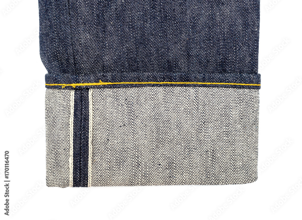 close up of fold hem silver selvedge japan denim Stock Photo | Adobe Stock