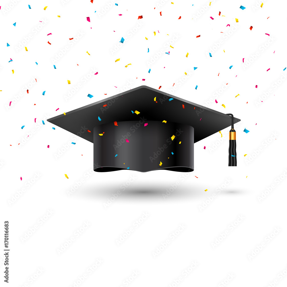 Education graduation university cup on white background. Success ...