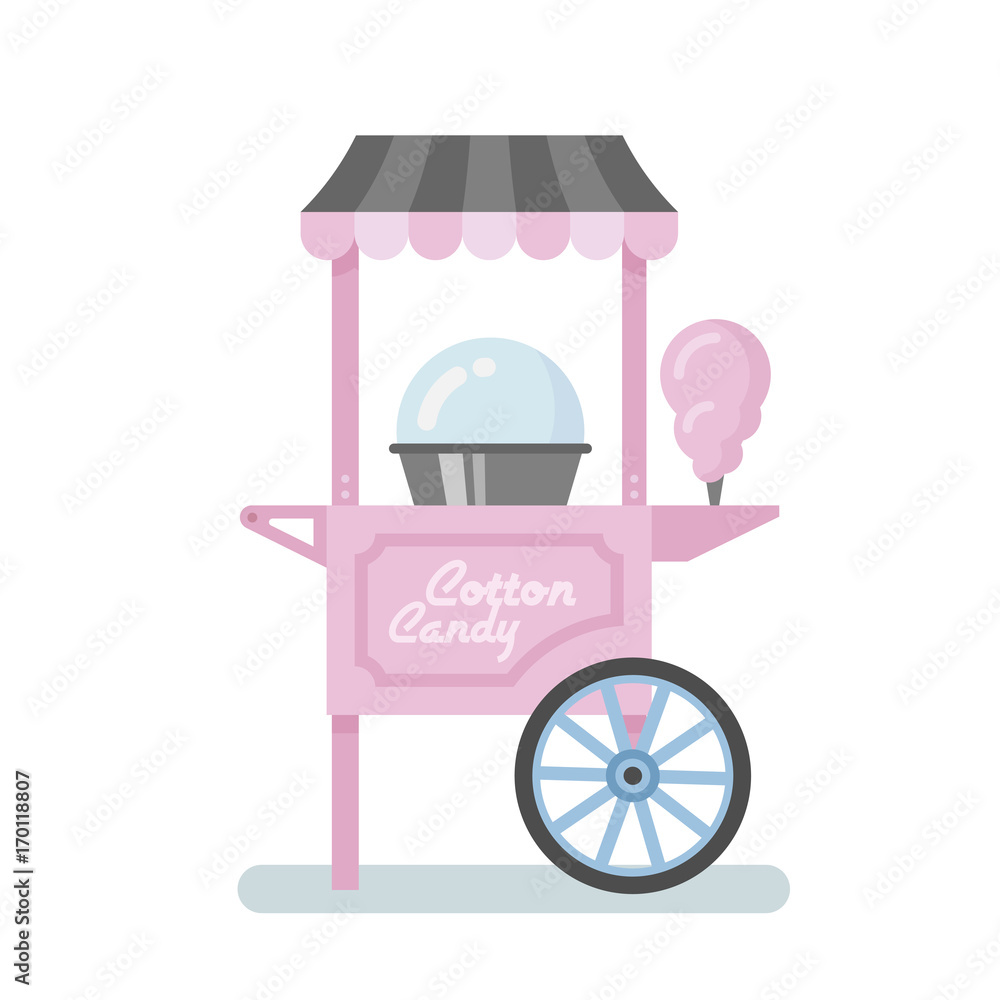 Cotton candy machine flat illustration Stock Vector | Adobe Stock