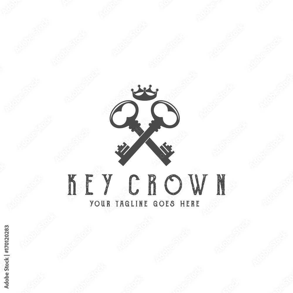 Old keys with crown. Logo Stock Vector | Adobe Stock