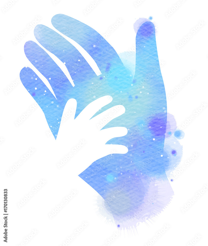 Watercolor Helping hand symbol. Digital art painting Stock Illustration ...