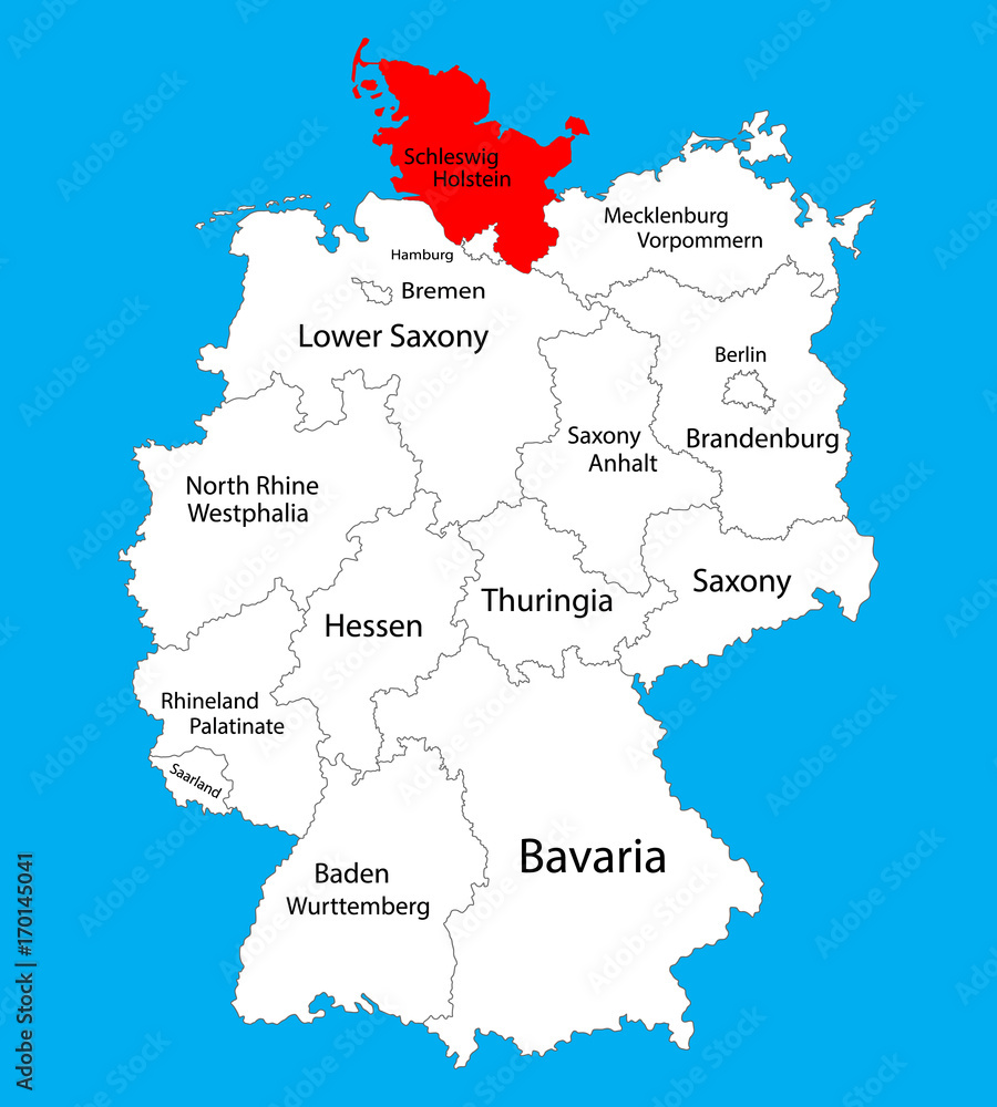 Schleswig-Holstein state map, Germany, vector map silhouette ...