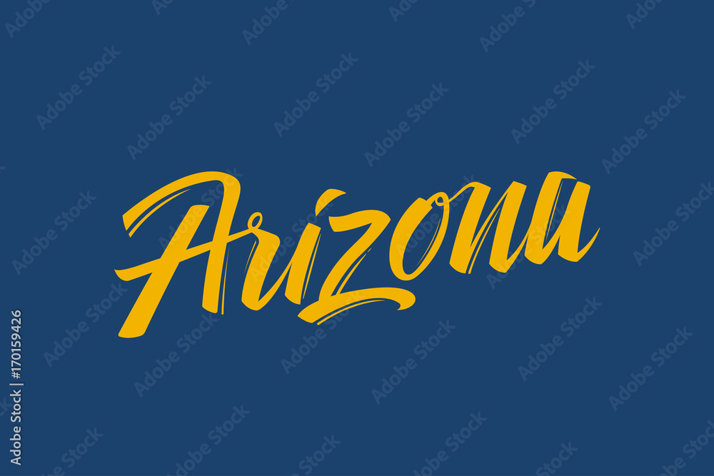 Arizona USA State Word Logo Hand Painted Brush Lettering Calligraphy ...