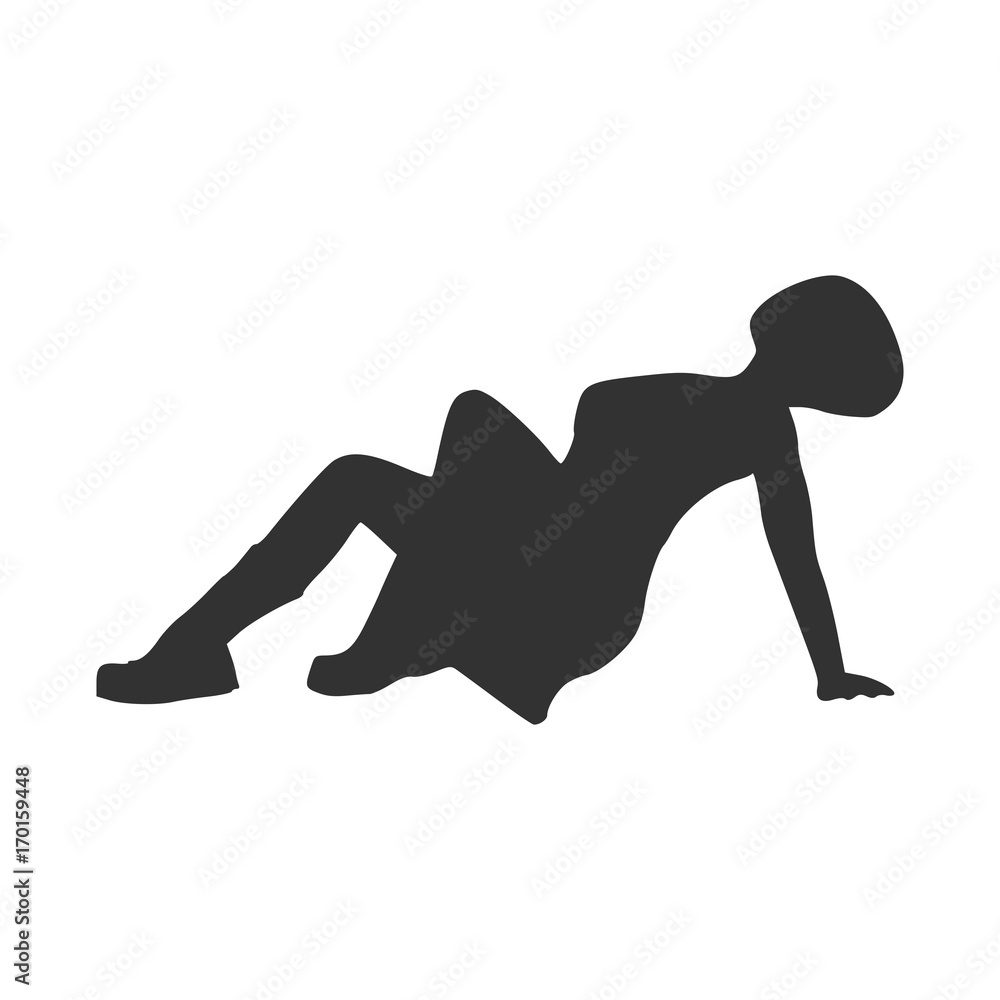 Vector illustration of a woman lying on the floor isolated over a white ...
