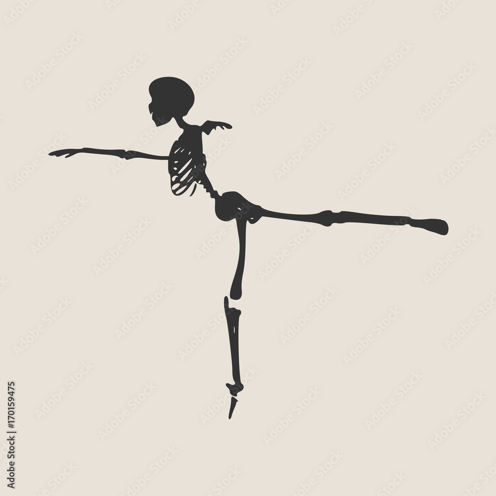 Human skeleton posing. Dancing pose. Vector illustration. Halloween ...