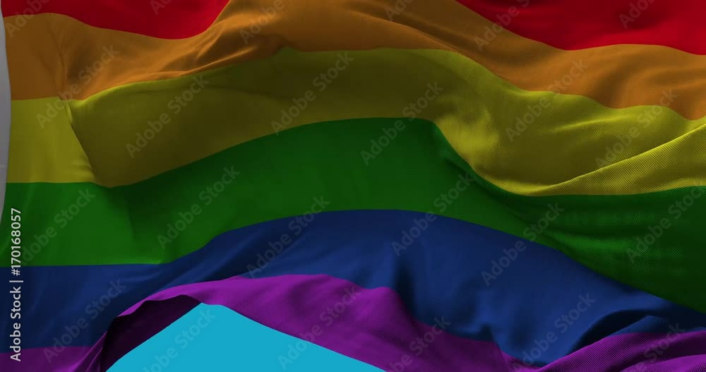 Vidéo Stock LGBT freedom Pride flag waving in the wind slow motion ...