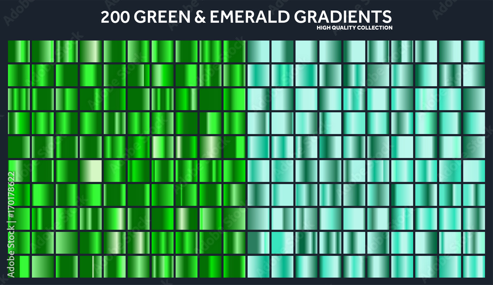 Grren, emerald chrome gradient set,pattern,template.Nature,grass colors ...